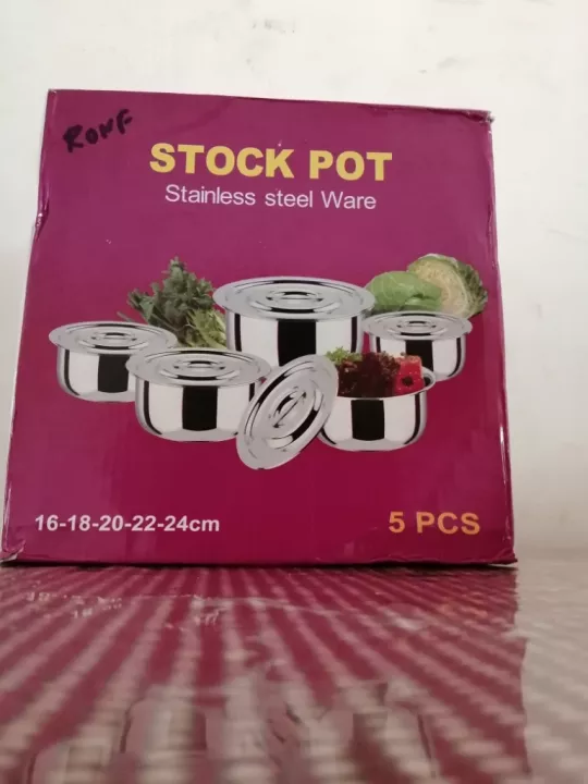 5 Pcs Stock Pot Set, Stainless steel | Daraz.lk