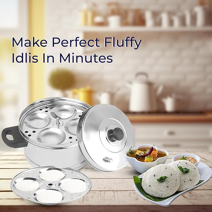 Stainless Steel Idli Cooker for Indian Cooking - Ergonomic Plates ...