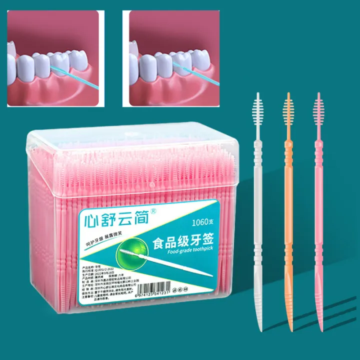 1060pcs/Bag Double-Ended Fish Bone Shaped Disposable Plastic Toothpick ...