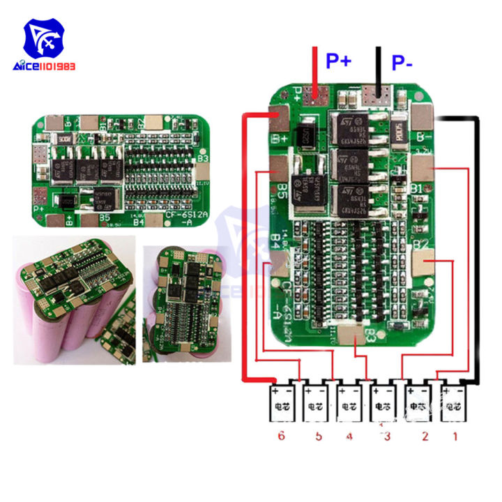 【Daily Necessities For Anyone Store】diymore 6S 15A 24V PCB BMS Protection Board For 6 Pack 18650 ...