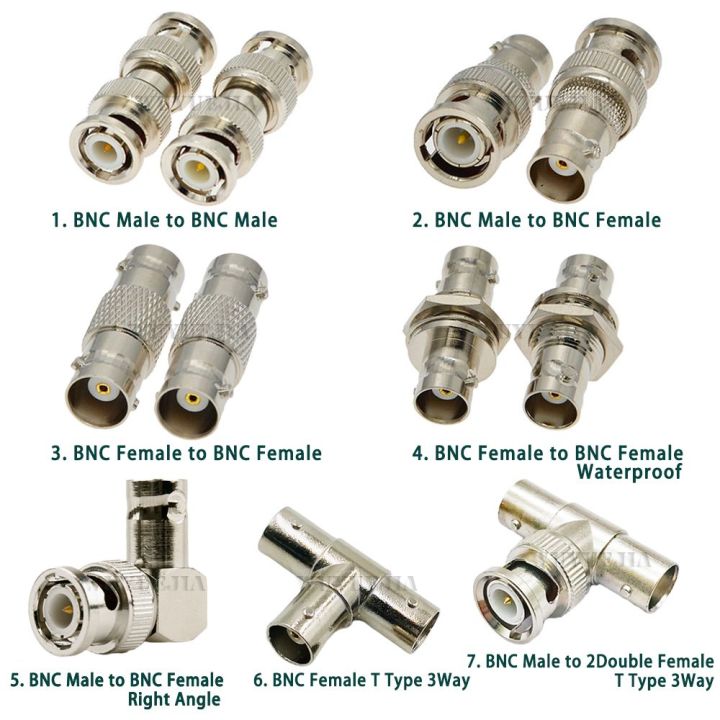 BNC Connector Female Male RCA Adapter Plug Coupler Joiner Joint L Elbow T Tee for TV CCTV Camera ...