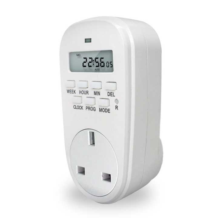 Digital Timer Switch Plug Socket with LCD Display Programmable Time Controller Intelligent ...