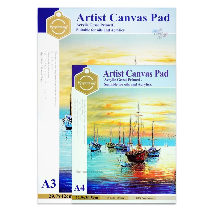 Keep Smiling Canvas Pad for Painting Acrylic Oil Gouache Gesso Primed ...