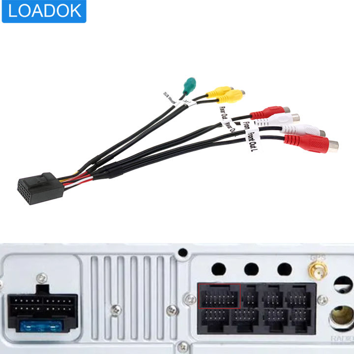 14 Pin 7 RCA Output Harness Subwoofer DIY Camera Cable Adapter Wiring ...