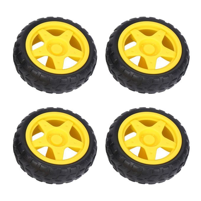 Smart Robot Car Wheel Yellow 65mm x 28mm Plastic Rubber Tire Wheels for ...