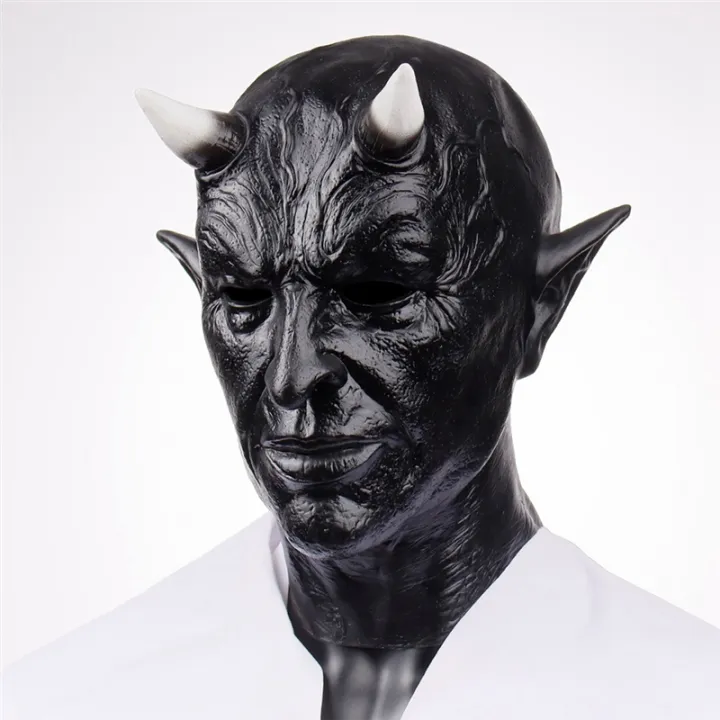 Party Halloween Devil Horn Mask Latex Headset Cosplay Horror Ghostface ...