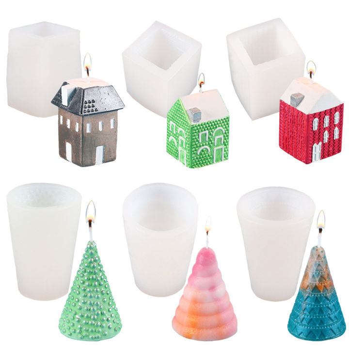 Silicone Plaster Drop Glue Mold Liquid Candle Mold Christmas Tree House ...