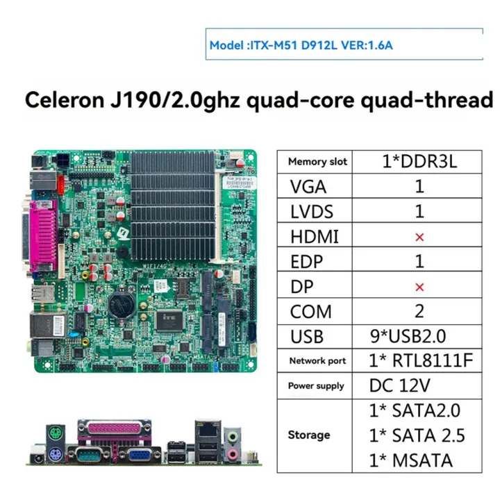 M51 Mini ITX Industrial Control Motherboard Industrial Computer Dual ...