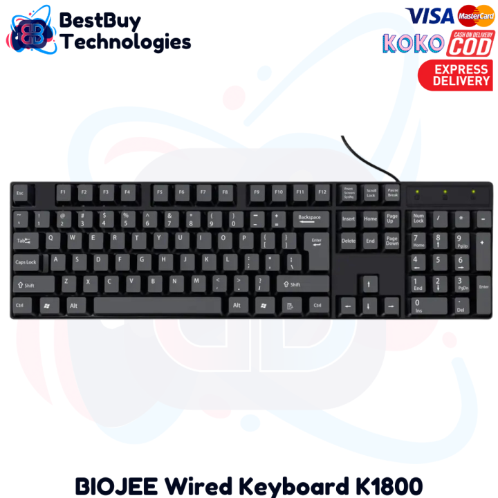 BIOJEE Wired Keyboard K1800 104 Keys Wired keyboard Waterproof full ...