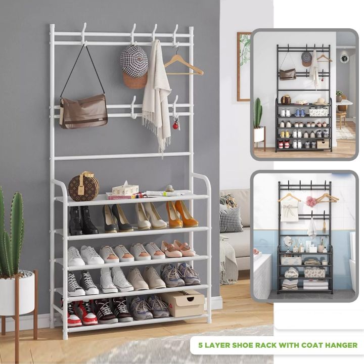 5 Layer Shoe Rack with Coat Hanger / 5 Tier Shoe Rack with Coat Hanger ...