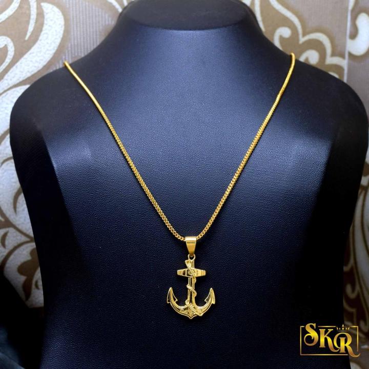 Gold plated 06MM Snake Rope Chain 18/24 Inch With ancor pendent theme ...