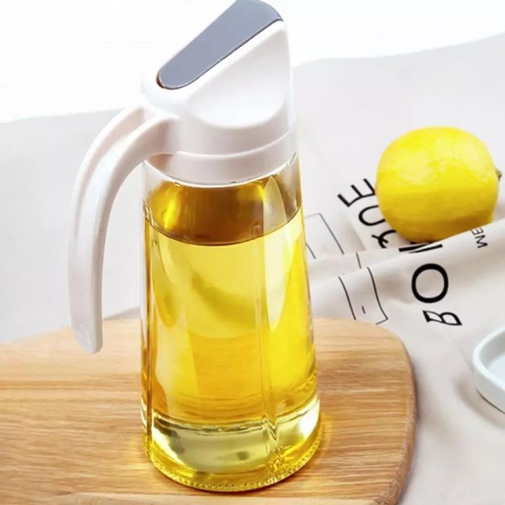 Glass Oil Bottle Kitchen Oil Pot Automatic Opening Seasoning Can ...