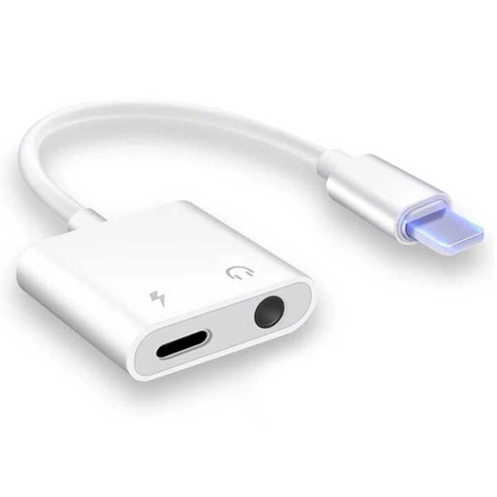 2 in 1 Earphone Audio Adapter Charging Cable Mobile Phone Aux Dual Jack ...