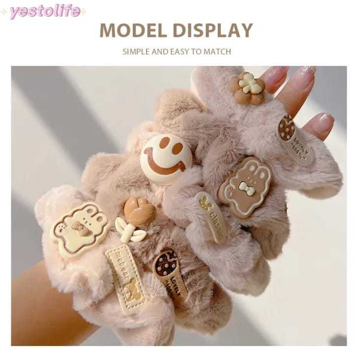 fluffy Early Autumn Plush Large Intestine Hair Ring Cartoon Cute Bear ...