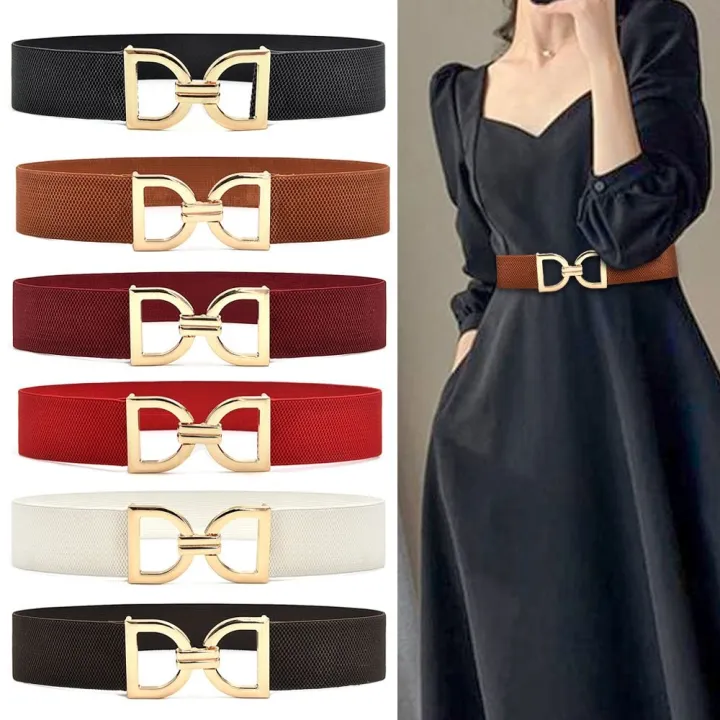 Woman Symmetrical Buckle Elastic Waistbands Trendy Brand Luxury Design ...