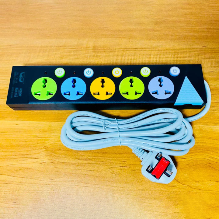 Power Extension Wire Cord With 5 Ac Sockets / LUCKY HAWK - UK Plug ...