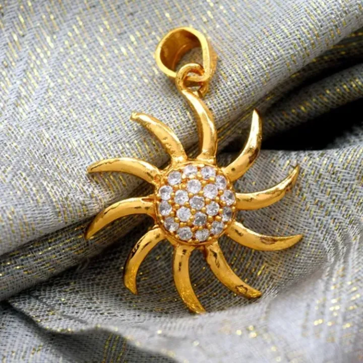 Gold plated NEW SUN pendent With WHITE STONE eye-catching Design ...