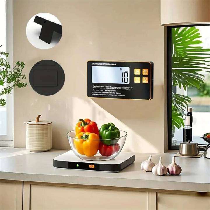 Wireless Kitchen Scale with Remote Display Stainless Steel Pan Magnetic ...