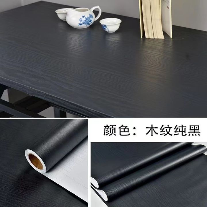 Black Wood Grain Vinyl Self-Adhesive Wallpapes Roll Countertop ...