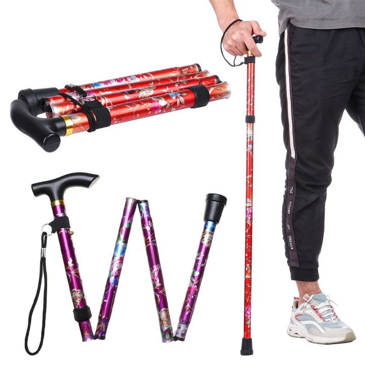 Foldable For Elderly Telescopic Five-Knot Staff Elderly Walking Stick ...