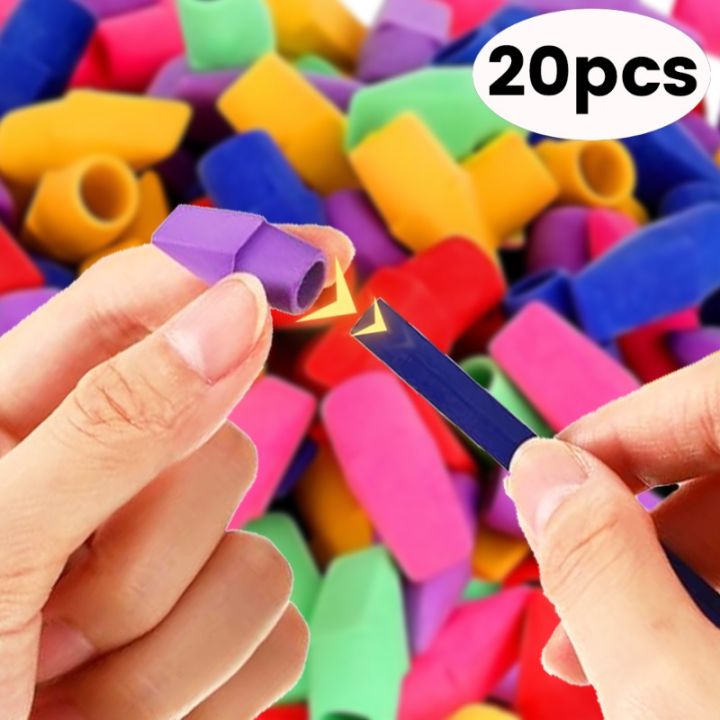 20Pcs/Set Cute Colorfu Pencil Top Eraser Caps Pen Erasers Toppers ...