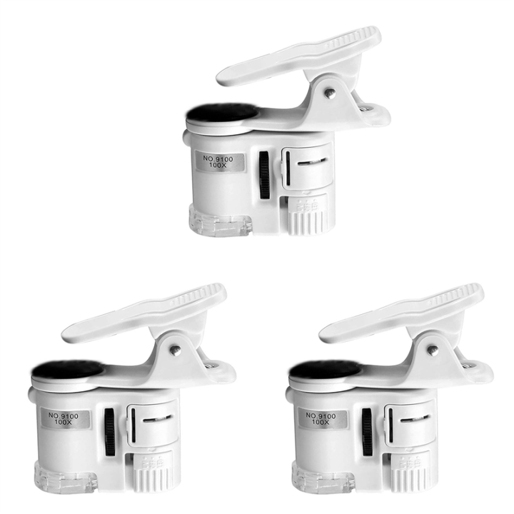 ICQURBT 3X 100X Zoom Clip-on Microscope with LED Light, Portable ...