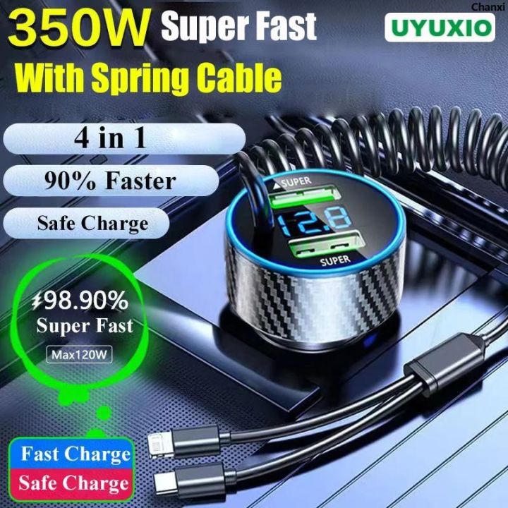 ChanxiPortable 4 in 1 Dual Port USB Car Phone Charger Type C with ...