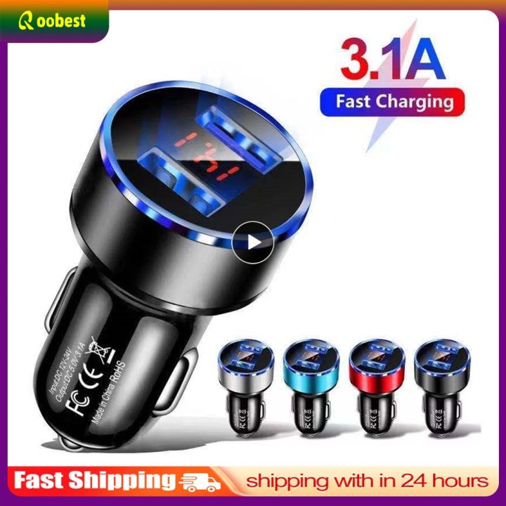 1~10PCS Car 5V 3.1A Multi-function Scene Charger Digital Display 15W ...