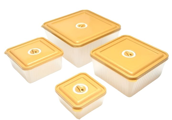 04 Sizes in 01 Pack Stackable Plastic Food Container Premium Quality ...