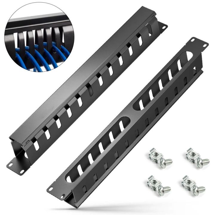Trunking 1U Cable Management Horizontal Mount 12/24 Slot Metal Wiring ...