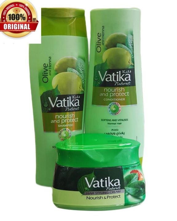 Vatika hair combo 3 piece pack shampoo and conditioner and cream | Daraz.lk