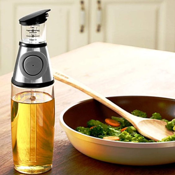 500ml Press & Measure Glass Oil Dispenser Bottle with No-Drip Spout ...
