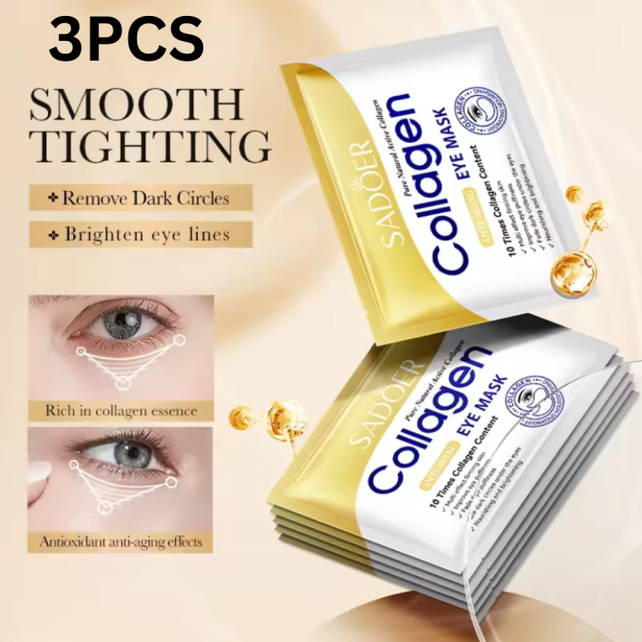 3PCS Sadoer Collagen Eye Mask 7.5g/pair – Enriched with 10X Collagen ...