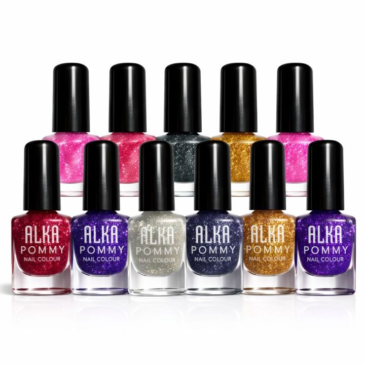 ALKA POMMY Glitter Nail Colour 7ML – Shiny Sparkle Long Lasting Nail ...