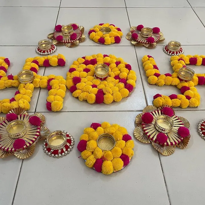 Aabhaas Design Acrylic Handcrafted Decorative Rangoli Set with Diya ...