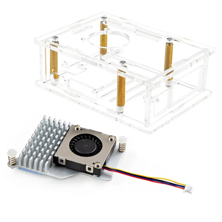 For 5 Acrylic Case+Heat Sink with Cooling Fan Transparent Shell ...