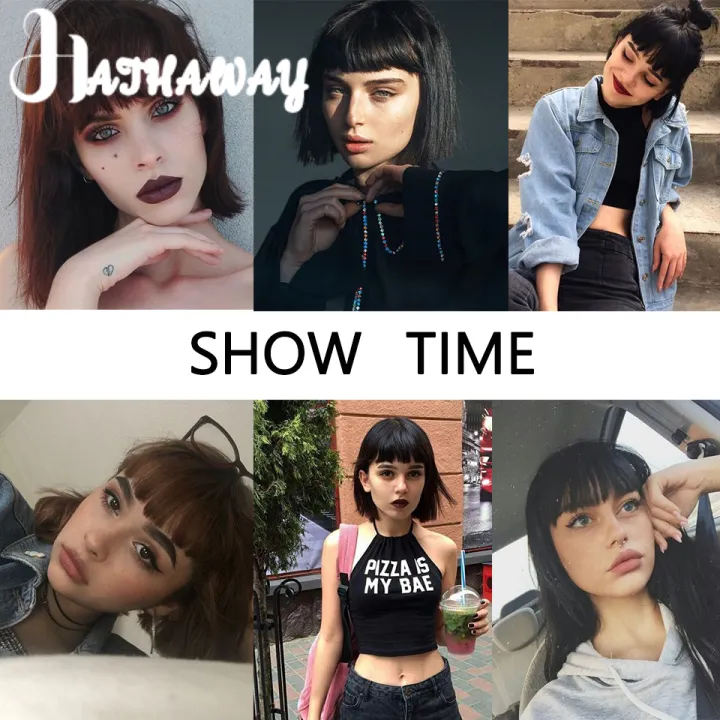 Straight Hair Bangs Air Cartoon Bangs Synthetic Black Brown Extend ...