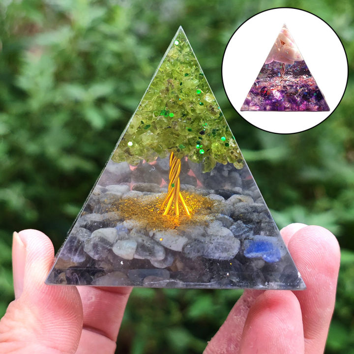 Orgone Pyramid Amethyst Peridot Healing Crystal Energy Generator ...