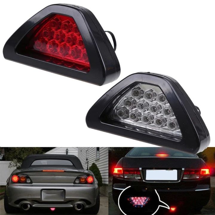 Universal Brake Signal Lamp Red F1 Style Triangle Sporty 12LED Rear Fog ...
