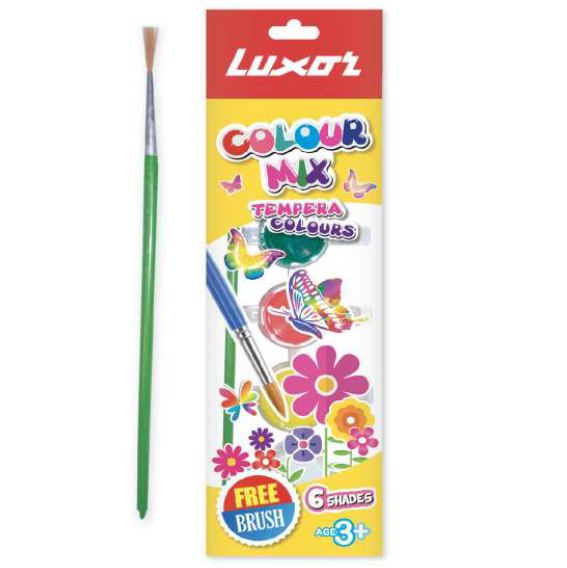 Luxor Tempera Paints: 6 Vibrant Colors & FREE Brush | Daraz.lk