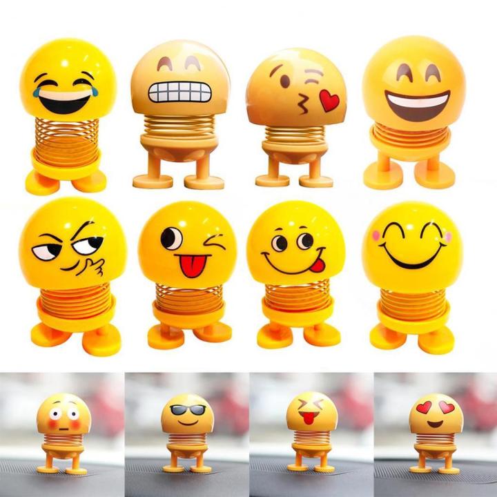 Smiling Face Spring Bouncing Doll Car Smiley Doll Cute Emoji Bobble ...