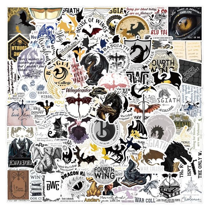 10/30/50/100PCS Fantasy Fourth Wing Novel Cartoon Sticker DIY Bike ...