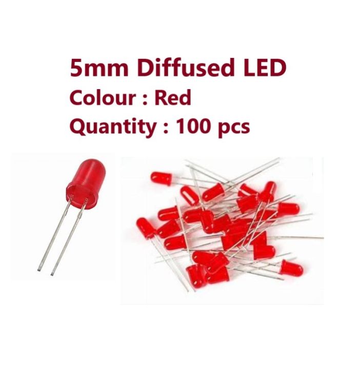100 pcs of 5mm Diffused Red LED | Daraz.lk