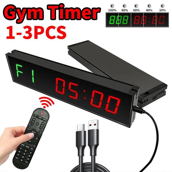 Metal Gym Timer Digital Countdown Clock Stopwatch With Remote LED ...