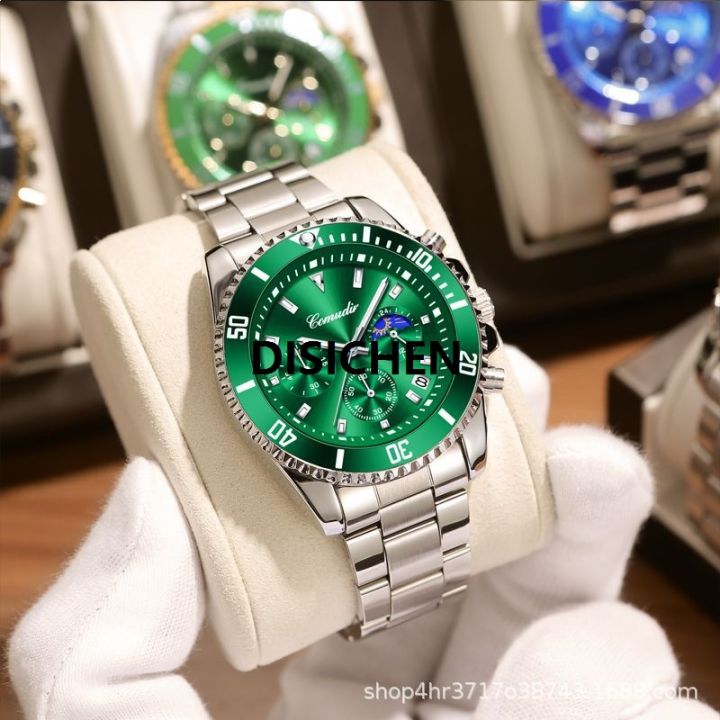 DISICHEN Watch True Three Eyes Men's Green Water Ghost Series Night ...