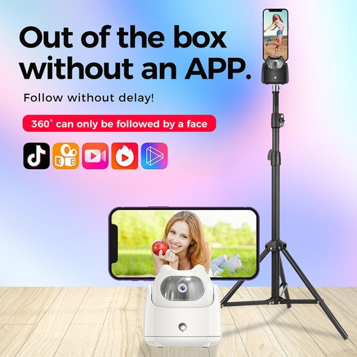 Smart Phone Stand 360°Intelligent Follow Camera Pan Live AI Face ...