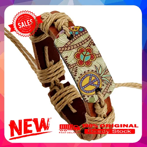 Women Men Vintage Punk Style Pyrograph Peace Sign Charm Infinity Bangle ...