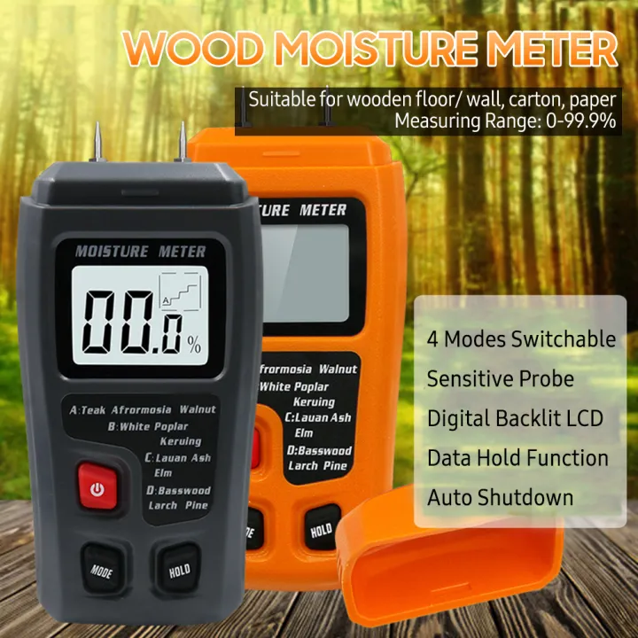 Digital Wood Moisture Meter Pin Type LCD Backlit Portable Wood Moisture ...