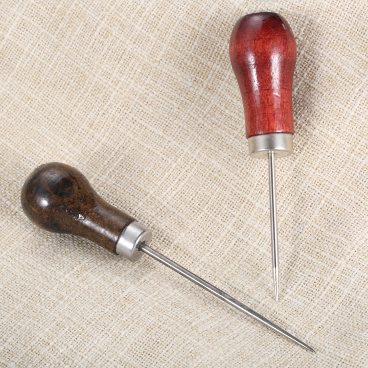 Sewing Awl Tool Steel Needle Redwood Handle Clothing Paper Craft Stitch ...