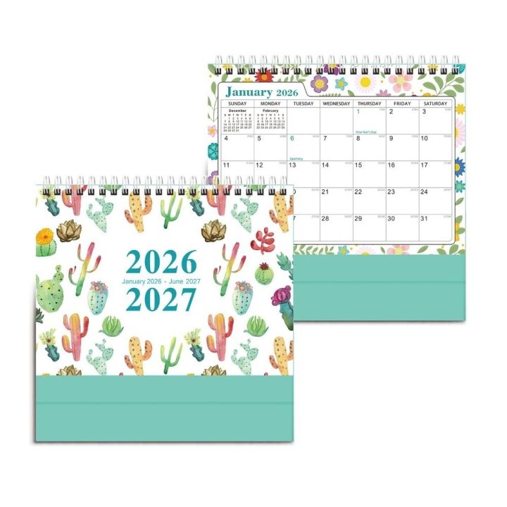 Creative Cactus Desk Calendar Small Standing Flip 2026 Desktop Planner ...